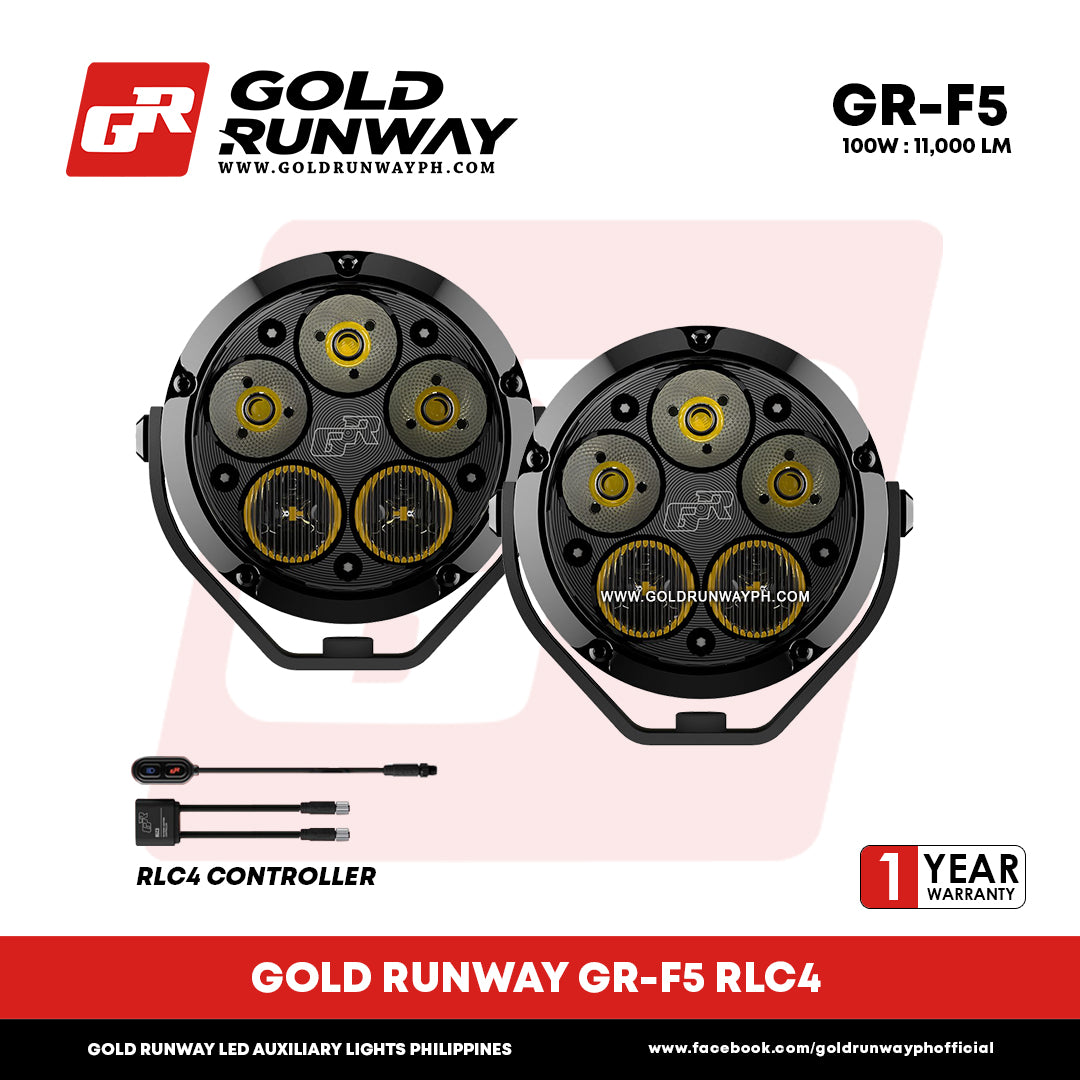Gold Runway GR-F5 RLC4 100W 6300K 11000LM Motorcycle Lights – Gold ...