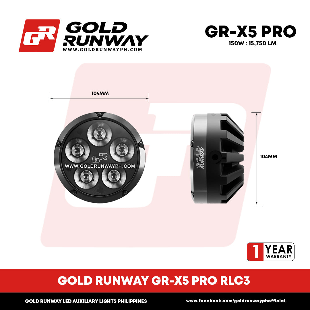 Gold Runway GR-X5 PRO RLC3 150W 6300K 15750LM Motorcycle Lights – Gold ...