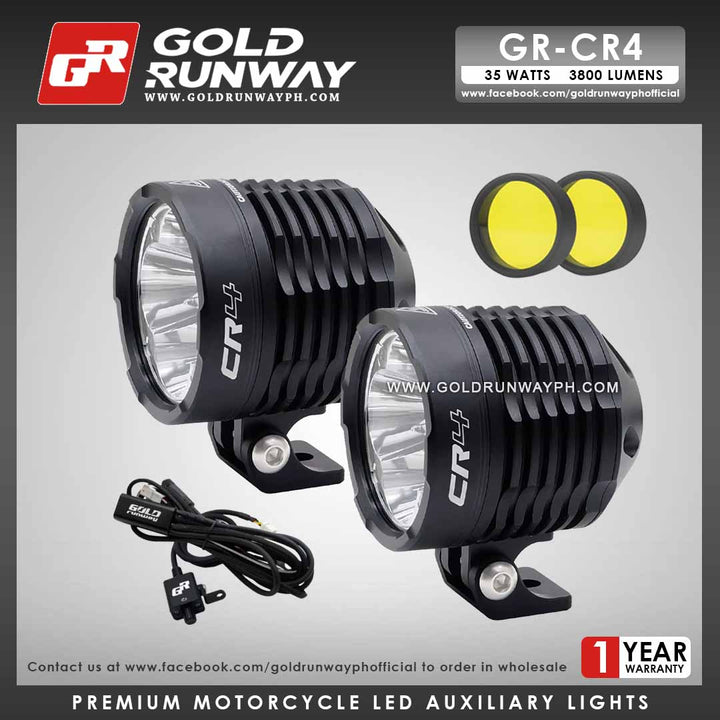 Gold Runway GR-X4 RLC4 110W 6300K 11550LM Motorcycle Lights – Gold ...