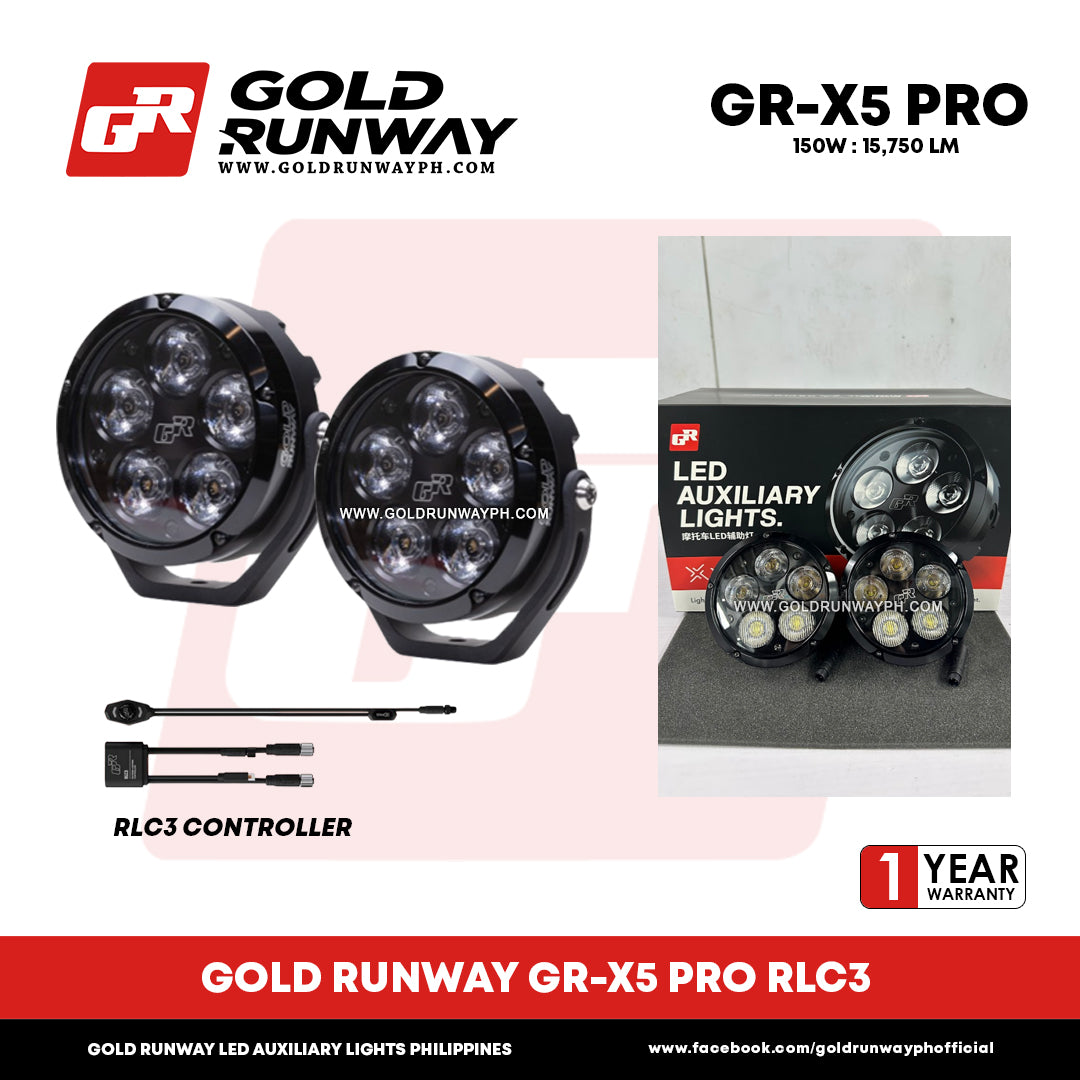 Gold Runway GR-X5 PRO RLC3 150W 6300K 15750LM Motorcycle Lights – Gold ...