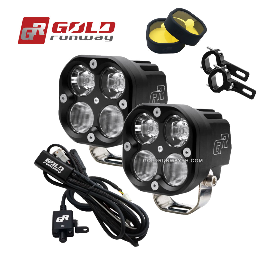 Gold Runway GR-X4 Combo 40W 6000K 4200LM Motorcycle Lights – Gold ...